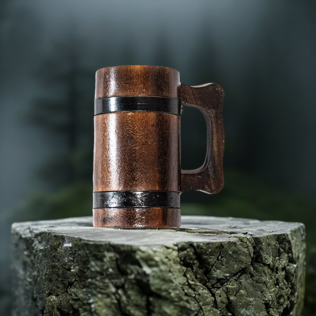 Roman Wooden Mug - Handmade Tankard - 12 Fl Oz | Alcove Archive